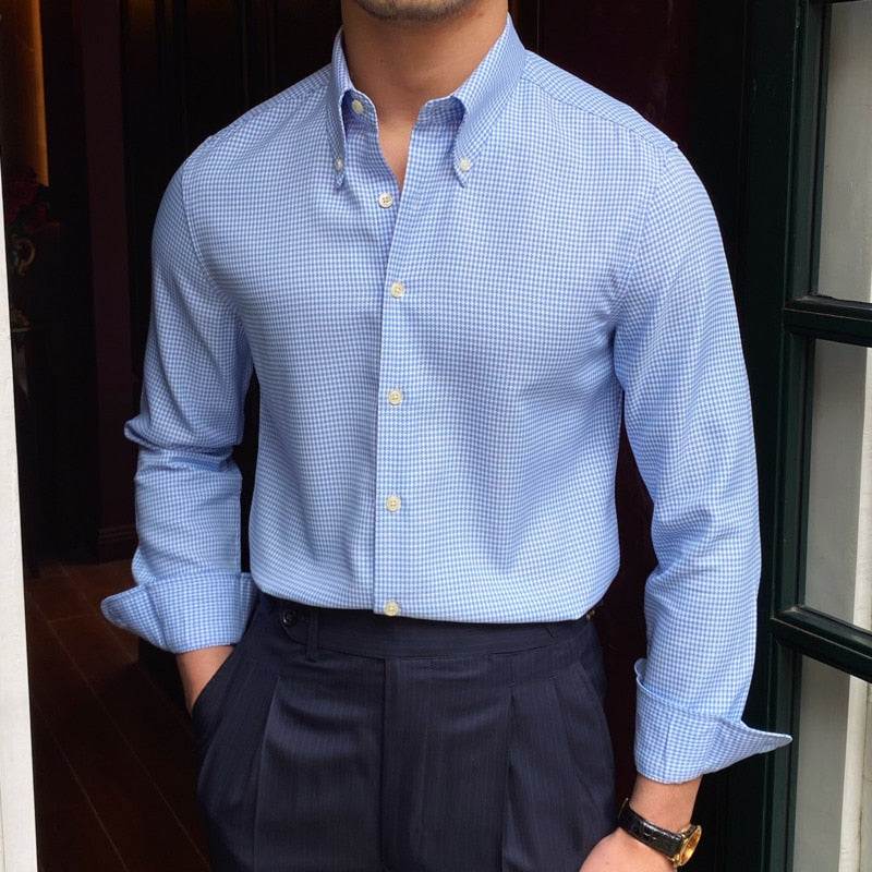 British Men's Elegant Button-Up Shirt